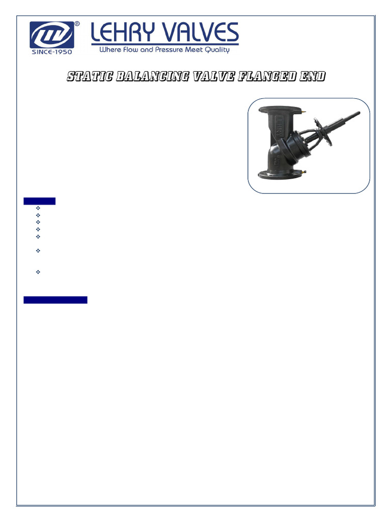 Flanged Static Balancing Valve Guide | PDF | Valve | Pipe (Fluid ...