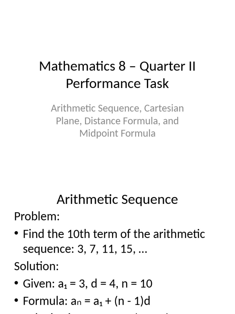 Math 8: Sequences and Coordinate Geometry | PDF