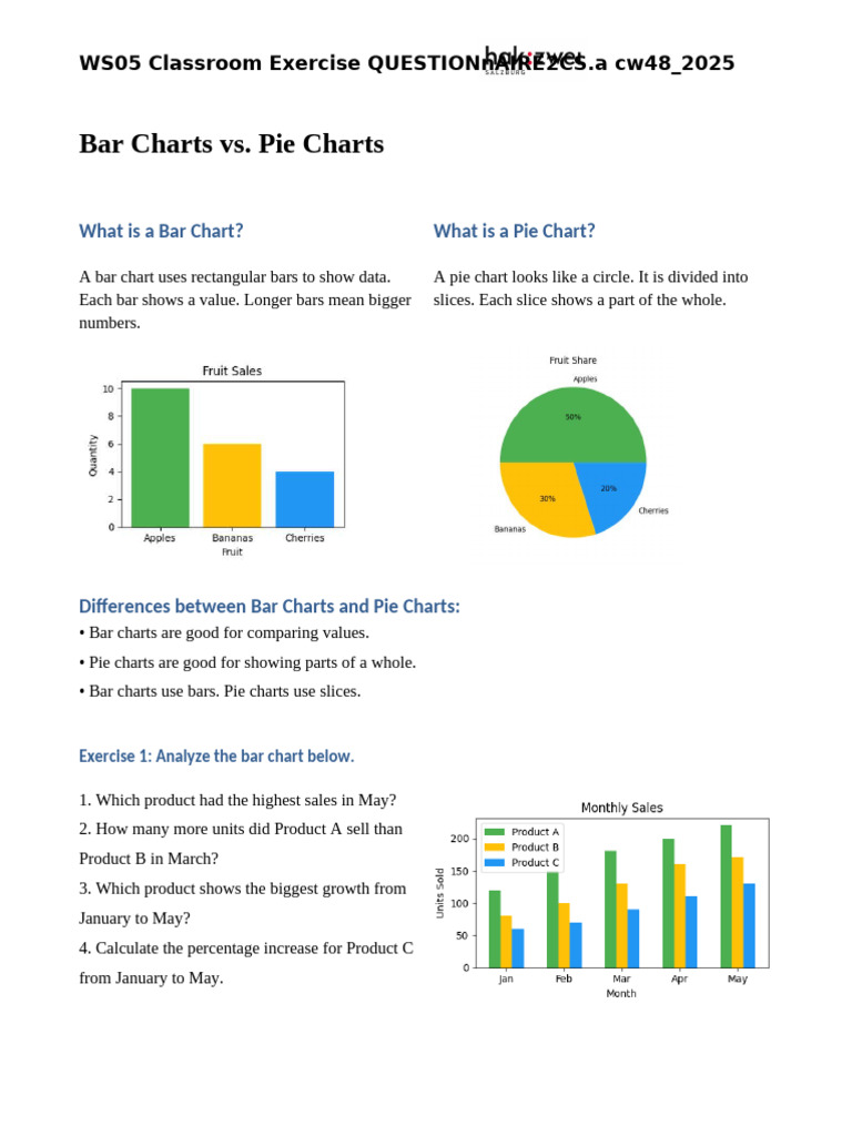 RFWS Bar Graph vs. Pie Chart (A2-B1) Incl. KEY (2HAS.1HAK) | PDF
