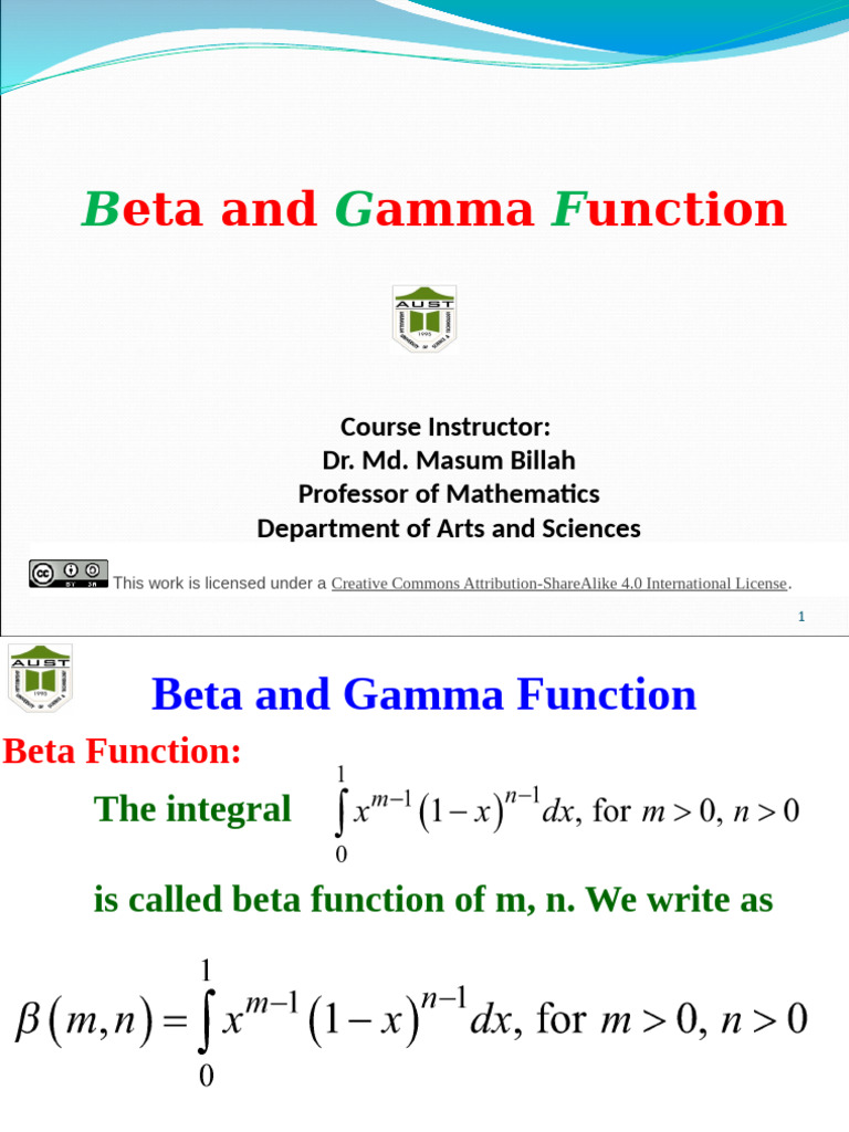 Beta and Gamma Functions Explained | PDF