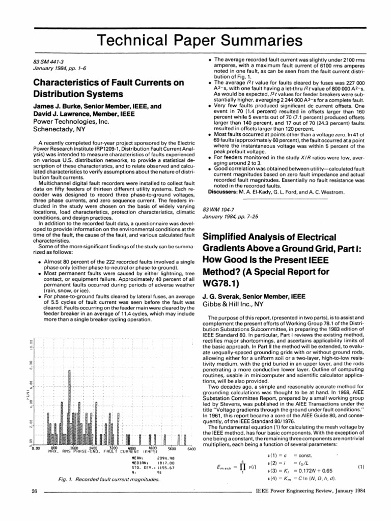Simplified Analysis of Electrical Gradients Above A Ground Grid Part I ...