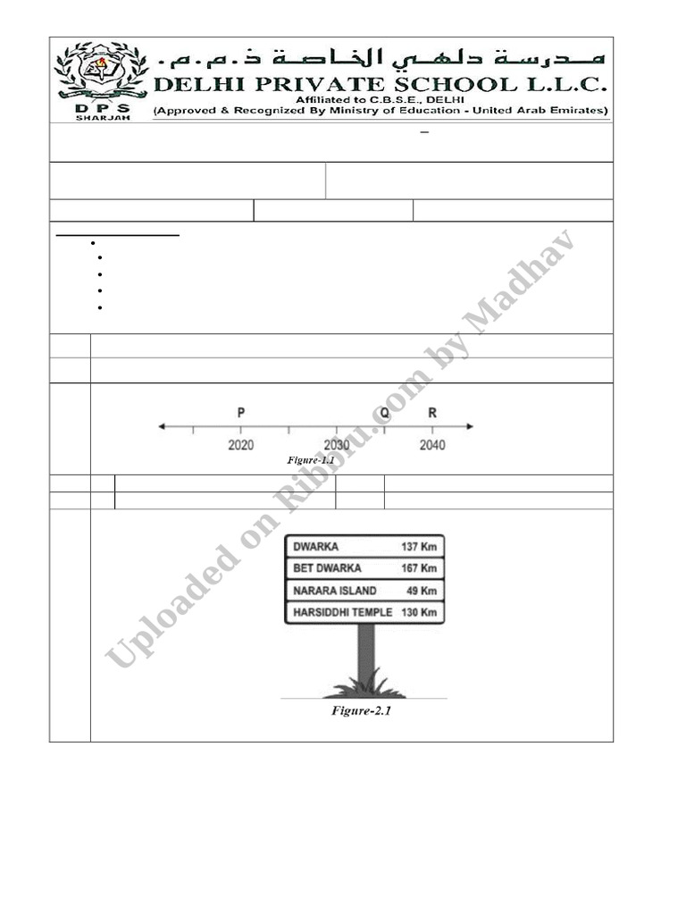 Cbse Class 6 Maths Sample Question Paper Half Yearly Exam 2025 Dps ...