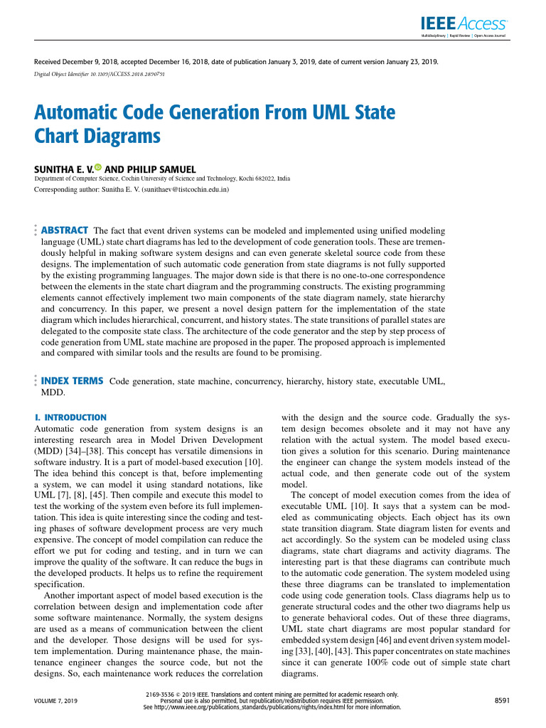 Automatic Code Generation From UML State Chart Diagrams | PDF | Class ...