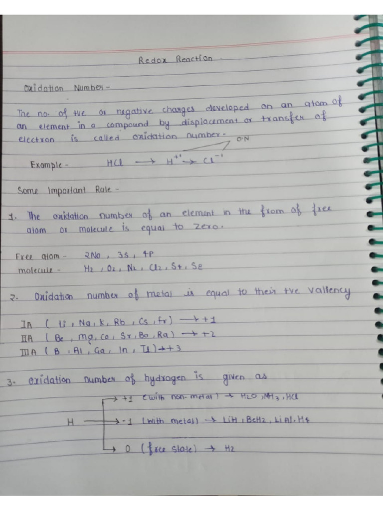 Redox Reactions Notes - 01 | PDF
