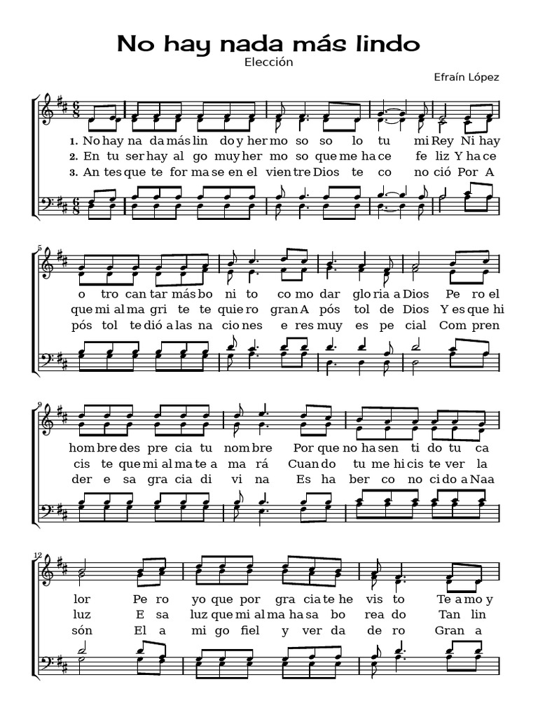 Canción "No hay nada más lindo" | PDF