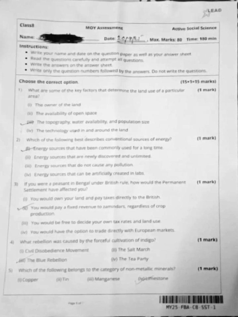 Moy sst class 8 | PDF