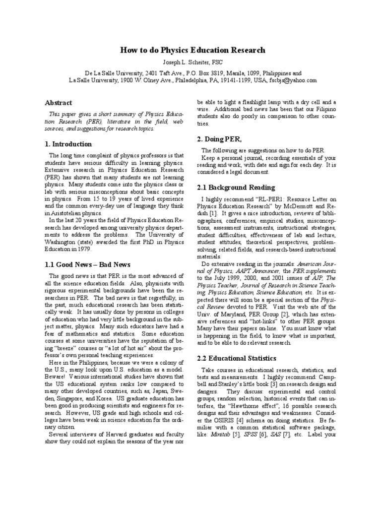 How To Do PER - Paper | PDF | Validity (Statistics) | Science Education