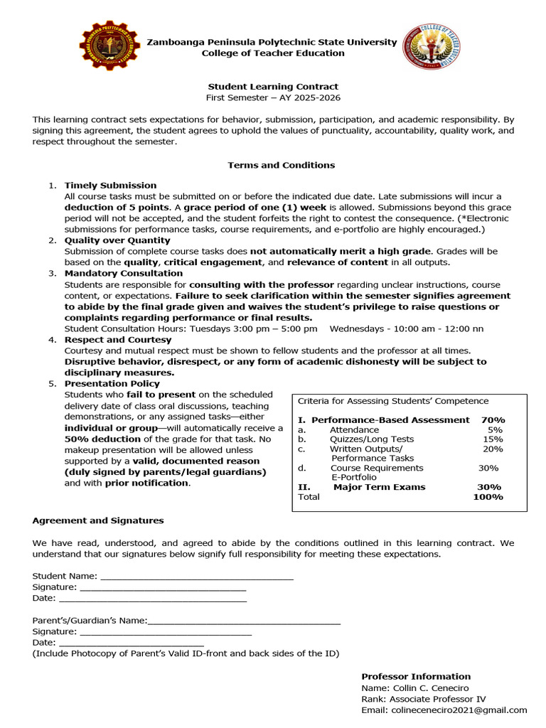 Learning Contract Final | PDF