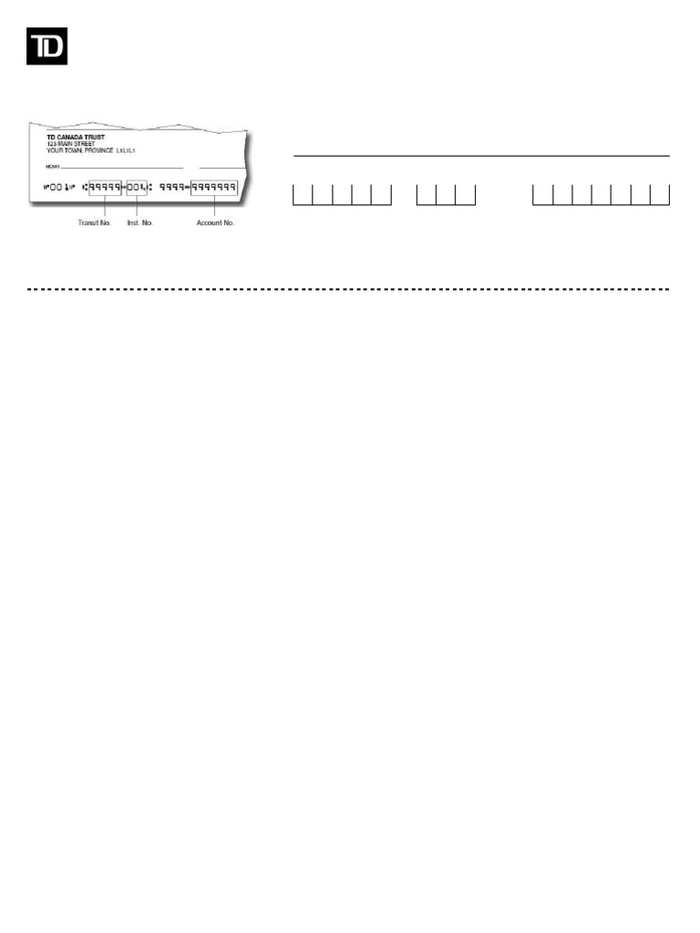 Td Direct Deposit Form | PDF | Debit Card | Cheque