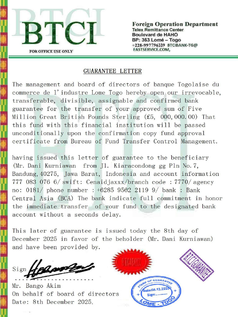 Guarantee Letter | PDF