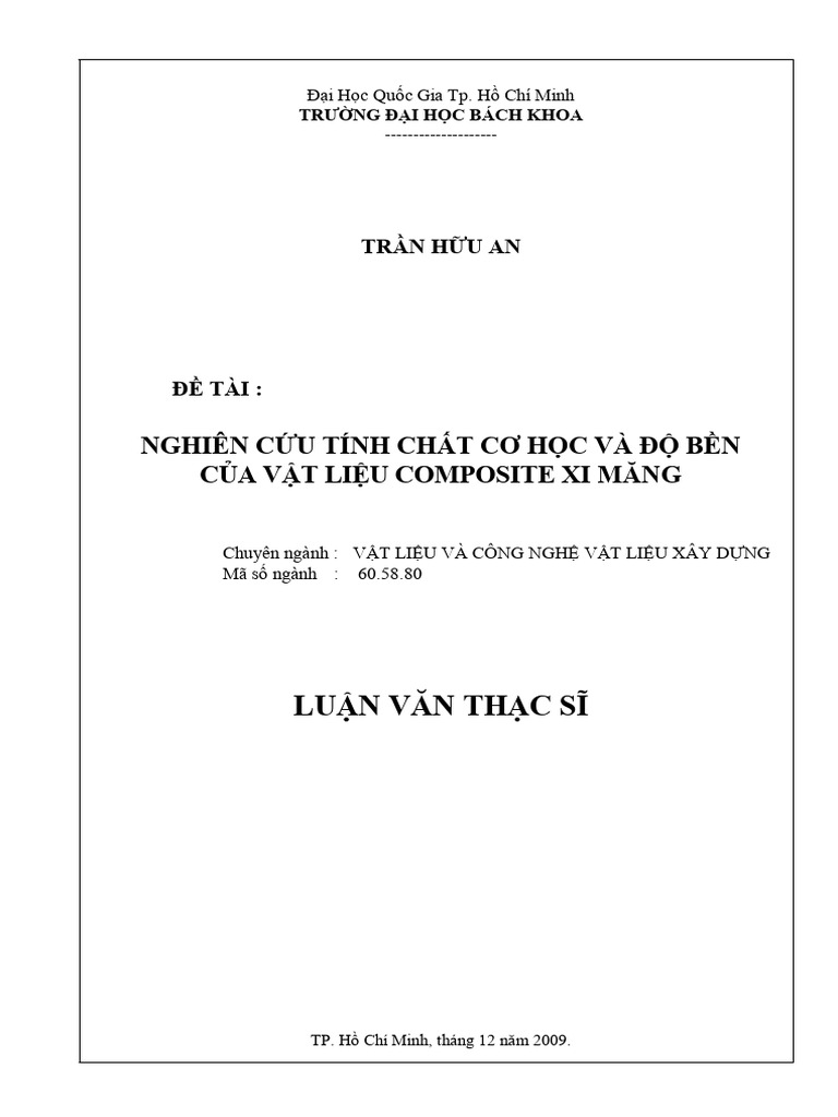 Nghien Cuu Tinh Chat Co Hoc Va Do Ben Cua Vat Lieu Composite Xi Mang | PDF