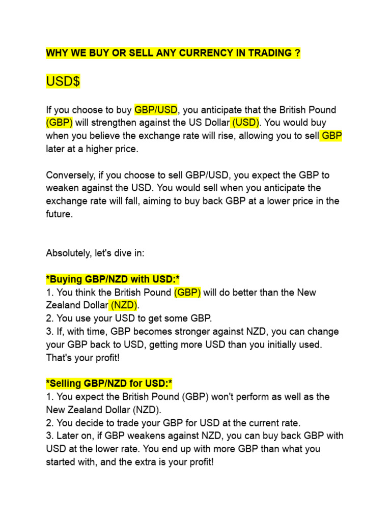 Why We Buy or Sell Any Currency in Trading | PDF | United States Dollar ...