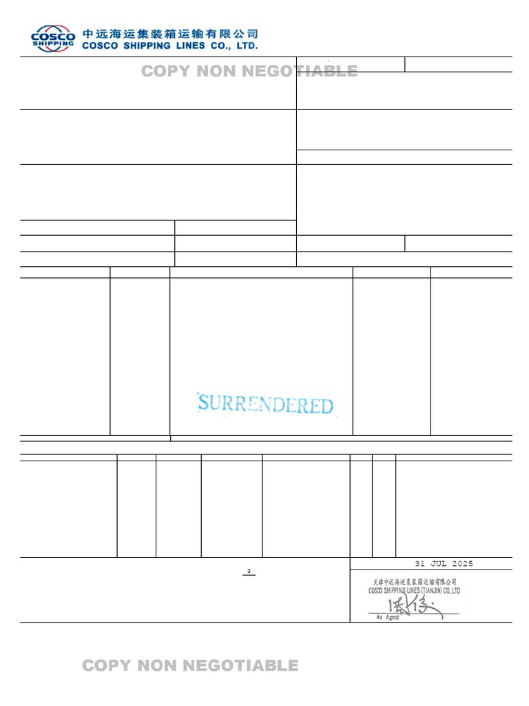Yakuti-①-Slitting-telex BL-纵剪分条机-25.09.10 | PDF | Cargo | Bill Of Lading