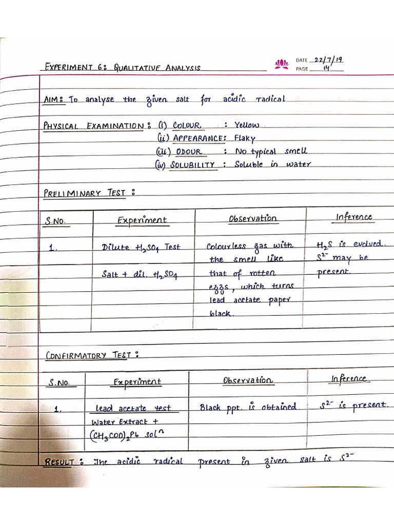 Test For Sulphide Ion | PDF