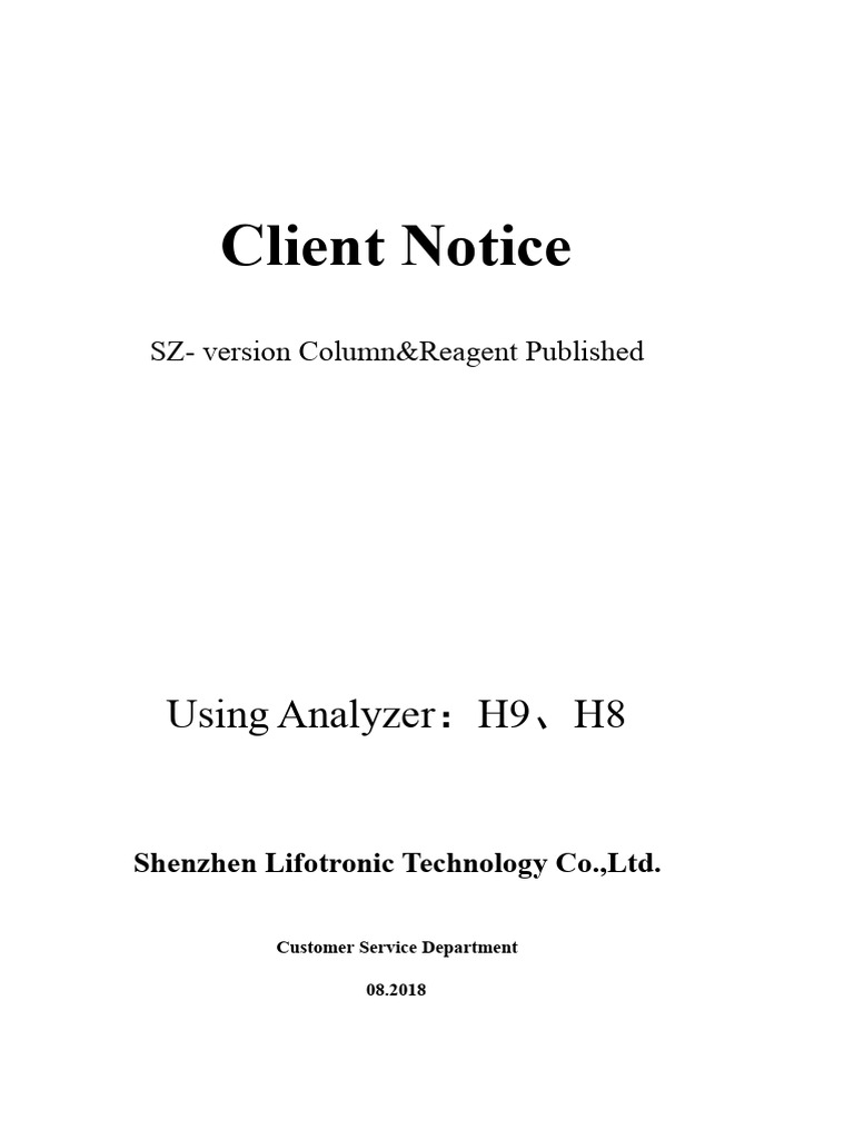 Client Notice For SZ-version Reagent&Column | PDF | Computer Science ...