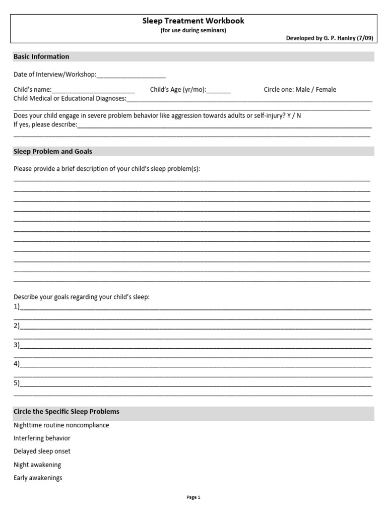 Sleep-Treatment-Workbook-1 | PDF | Sleep | Reinforcement
