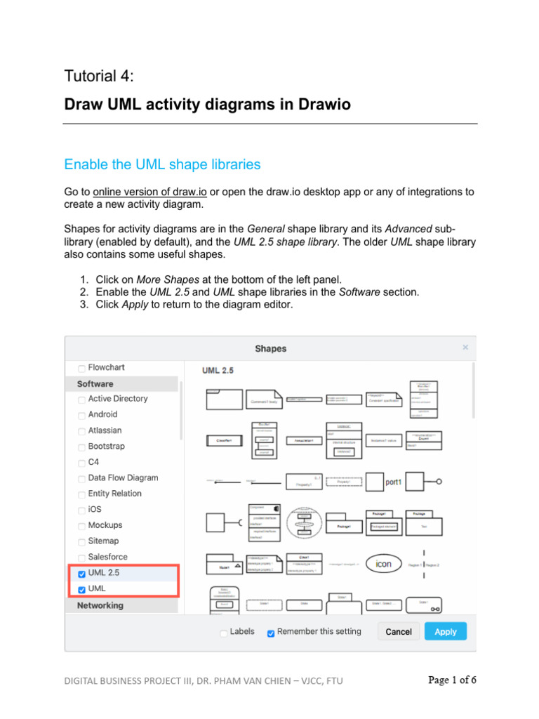 Tutorial4 Draw UML Activity Diagram in Drawio | PDF | Unified Modeling Language | Computing