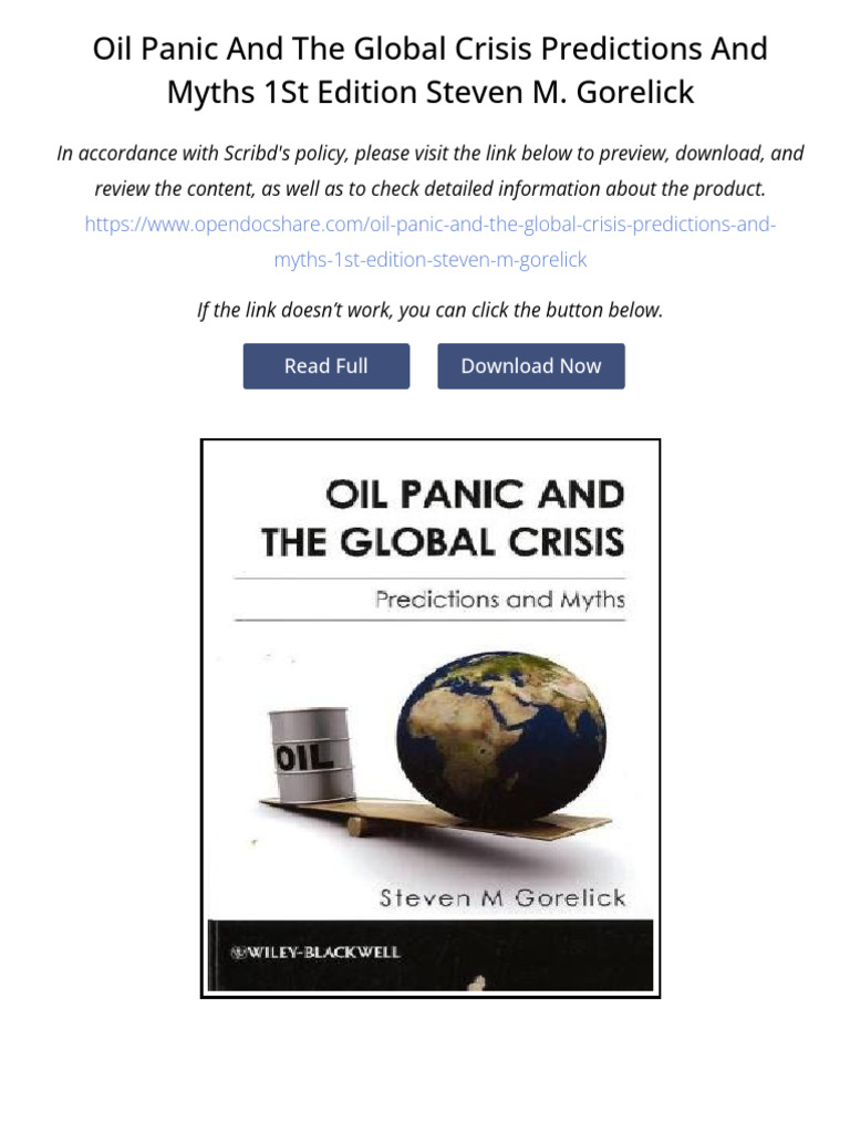 Oil Panic and The Global Crisis Predictions and Myths 1st Edition ...