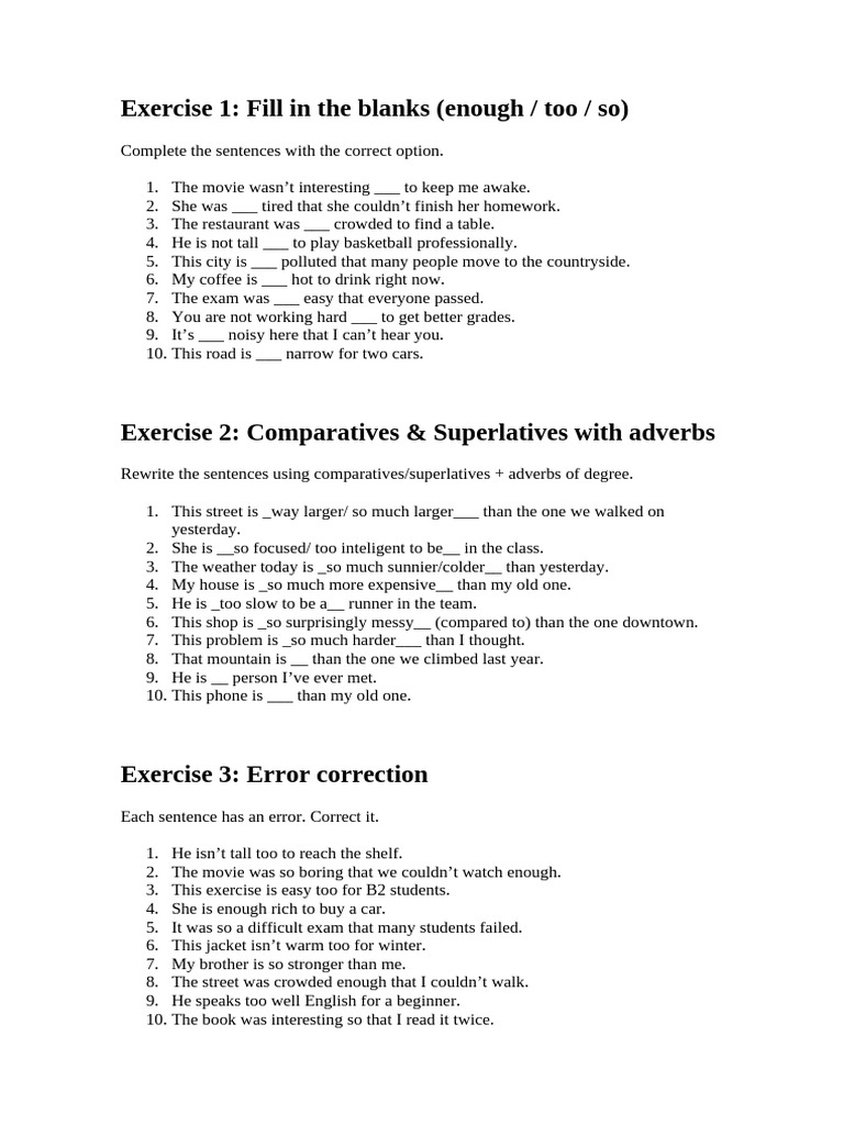 Grammar Exercises: Fill in Blanks & Corrections | PDF | Chess Theory ...