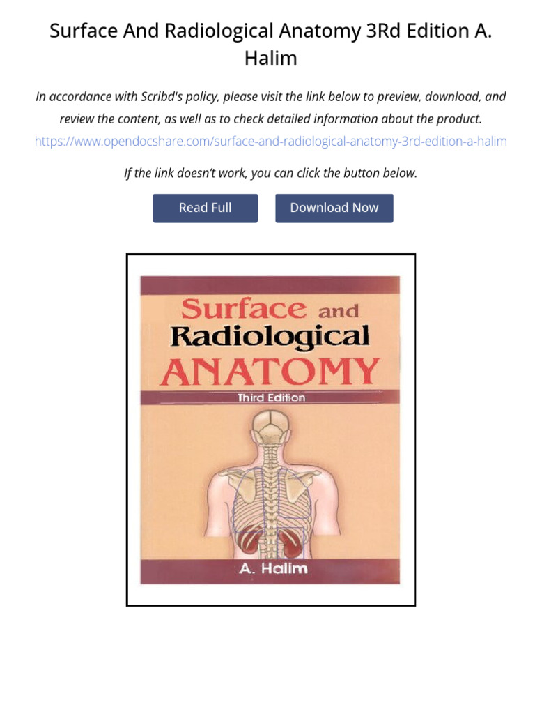 Surface and Radiological Anatomy 3rd Edition A. Halim | PDF