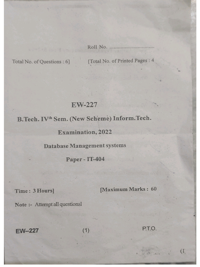 Dbms It 2022 Paper | PDF