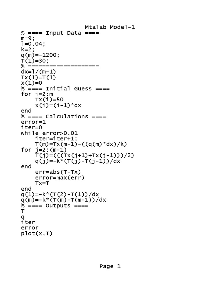Matlab Model 1 | PDF