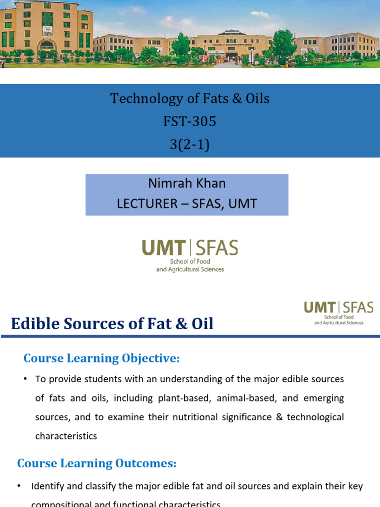 Edible Fats and Oils: Sources & Benefits | PDF | Fat | Cooking Oil