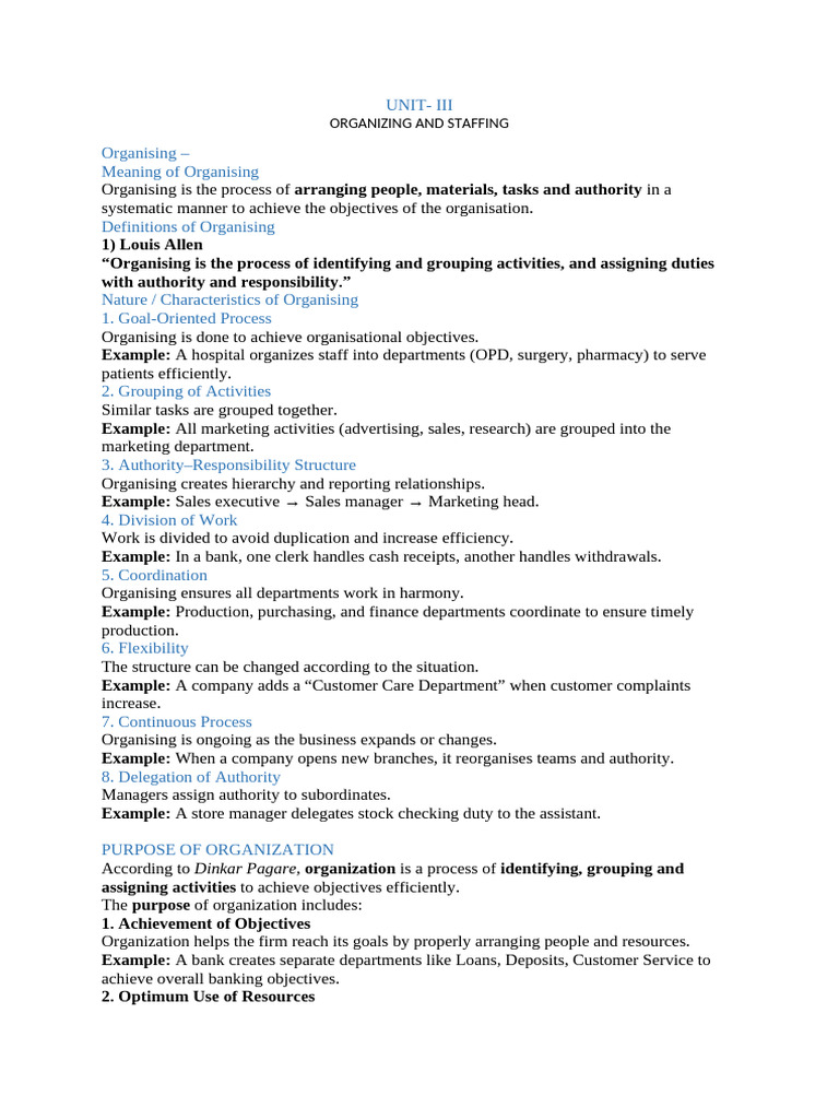 Organizing and Staffing Principles Explained | PDF | Business ...
