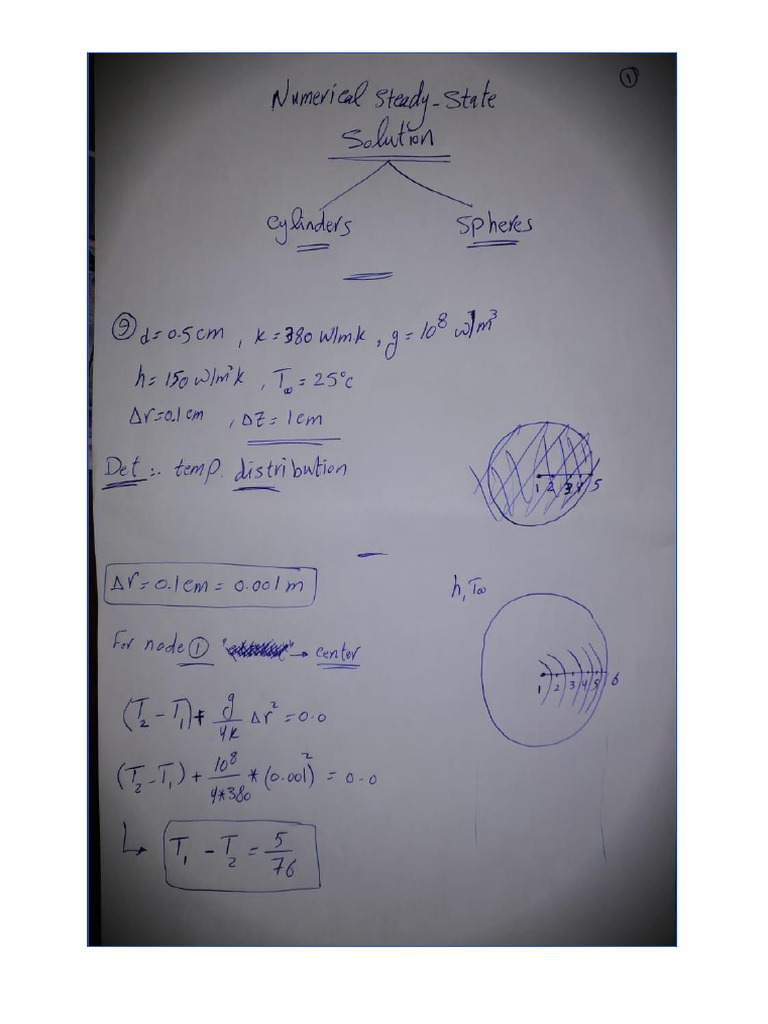 Numerical Steady State Solution (Cylinders and Spheres) | PDF