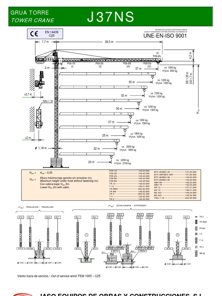 Ficha Técnica Grúa Torre Jaso | PDF