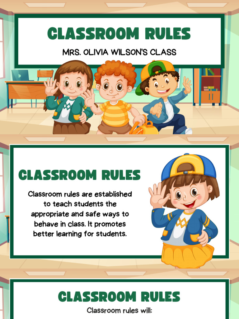 Elementary Classroom Rules Educational Presentation in Colorful Cartoon ...