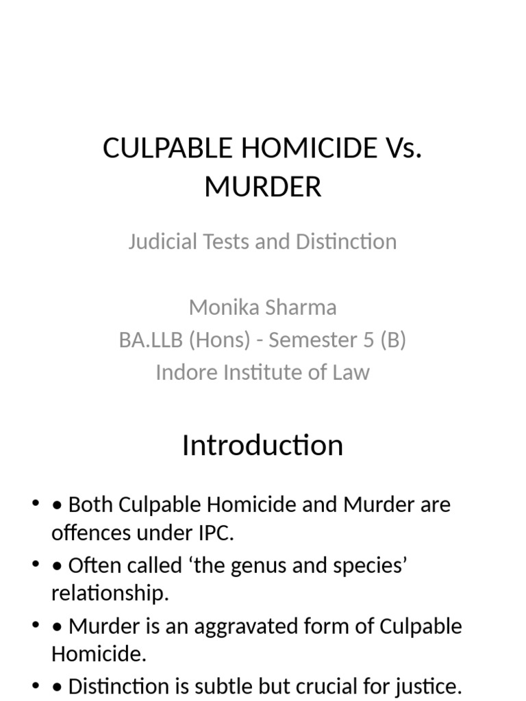 Culpable Homicide vs Murder Presentation | PDF