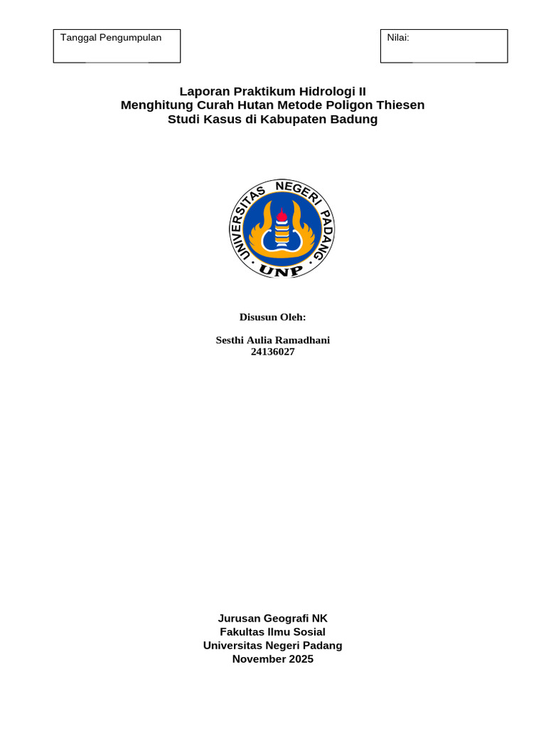 Sesthi Aulia Ramadhani - Hidrologi - Laprak Curah Hujan Thiessen | PDF
