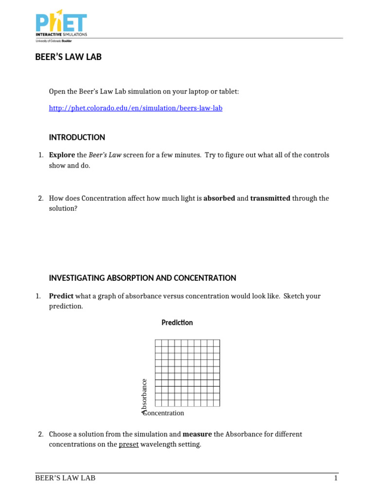 Beers Law Lab PhET | PDF | Absorbance | Color