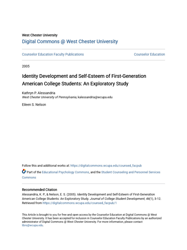 First-Generation College Students' Identity and Self-Esteem | PDF ...
