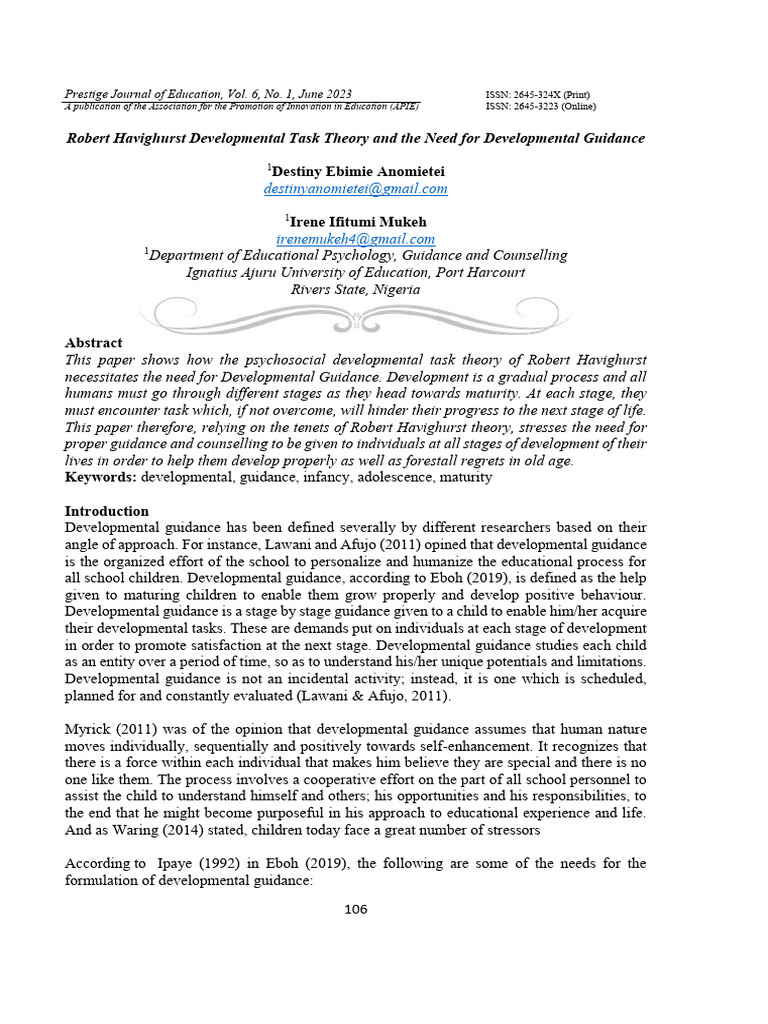 Robert Havighurst Developmental Task Theory and the Need for ...