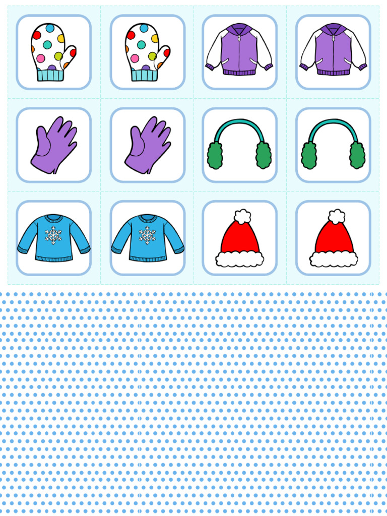 Memory Game - Winter Clothes | PDF