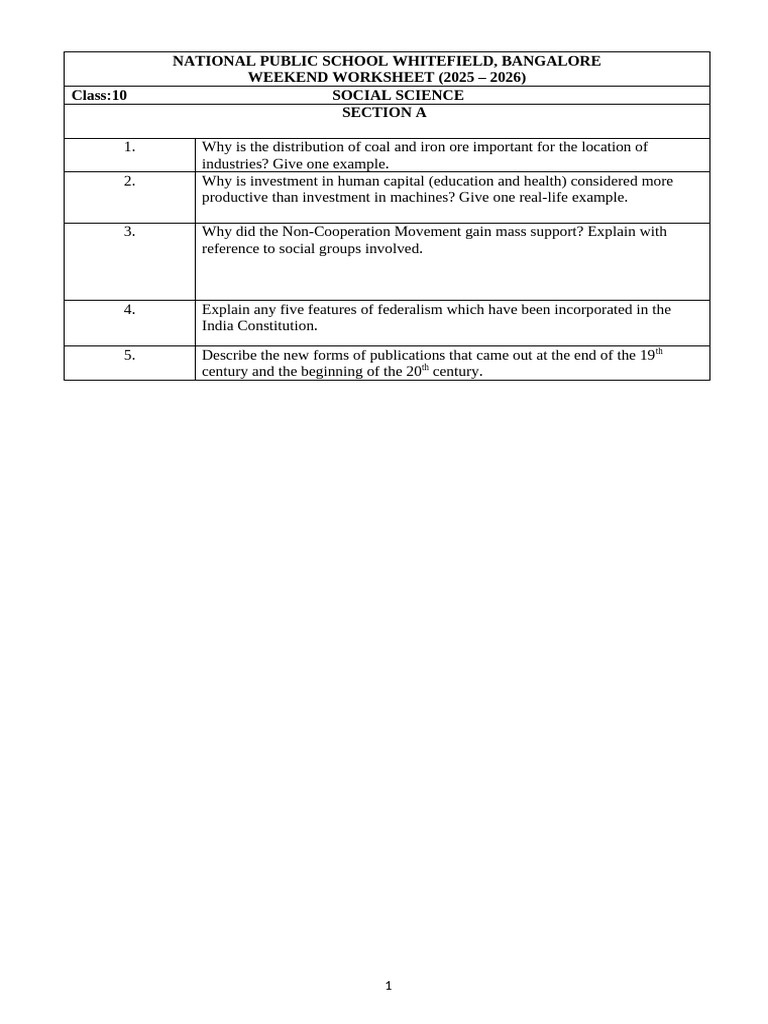 G10 Weekend WS QP | PDF