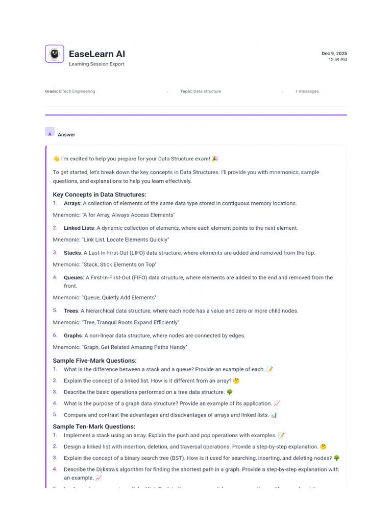 EaseLearn Data Structure 2025-12-09 | PDF