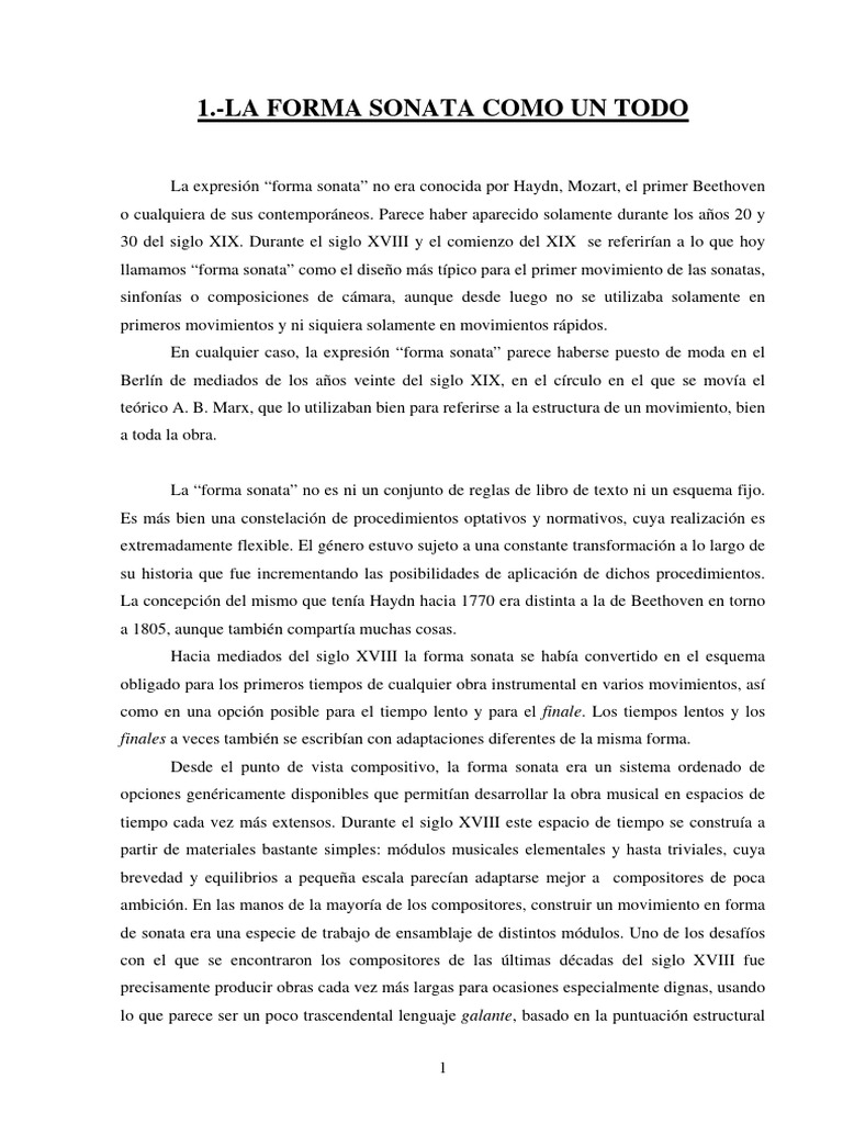 01 - La forma sonata como un todo | PDF | Sonata | Composiciones