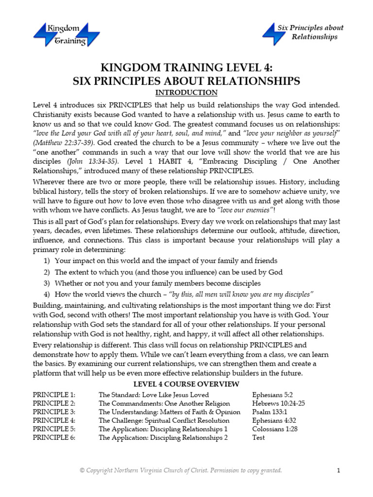 Six Principles for Godly Relationships | PDF | Jesus | Disciple ...