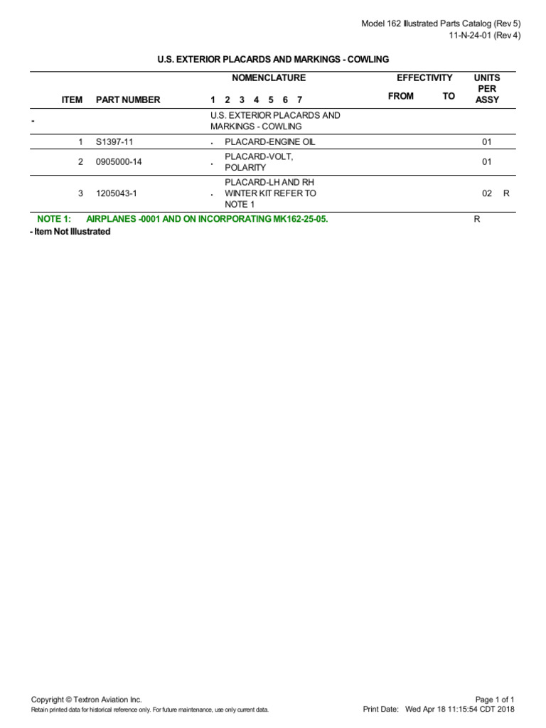 11-N-24 Figure 01 - u.s. Exterior Placards and Markings - Cowling | PDF