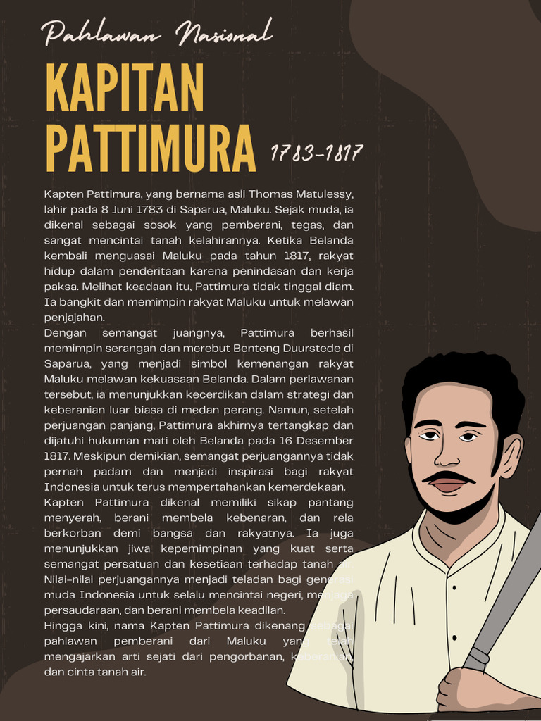 Poster Pendidikan Biografi Pahlawan Nasional Indonesia Kapitan ...