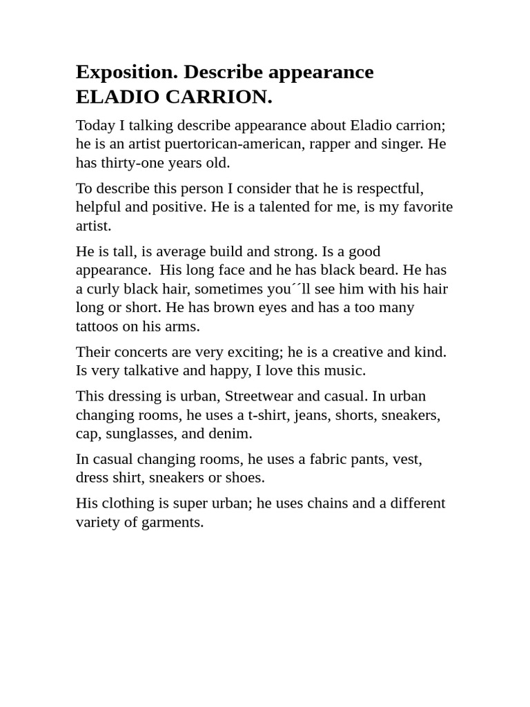 Eladio Carrion: Appearance and Style | PDF