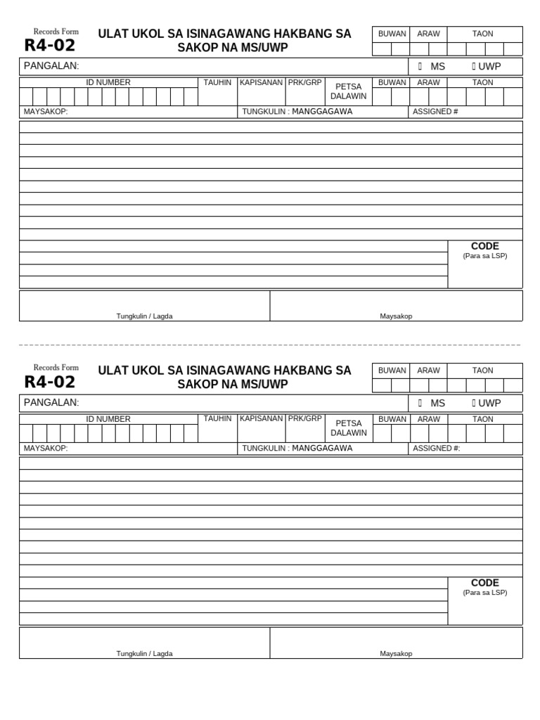 R4-02 Form (Hakbang Sa Uwp, Ms) | PDF