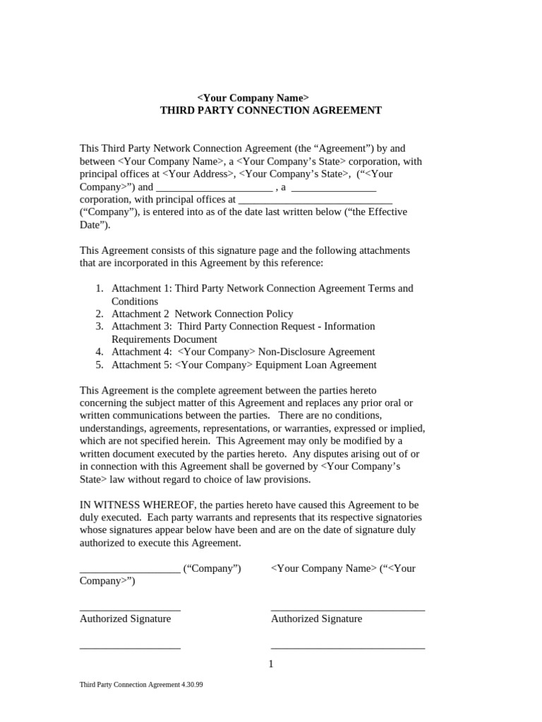 Third Party Agreement | PDF | Information Security | Computer Network