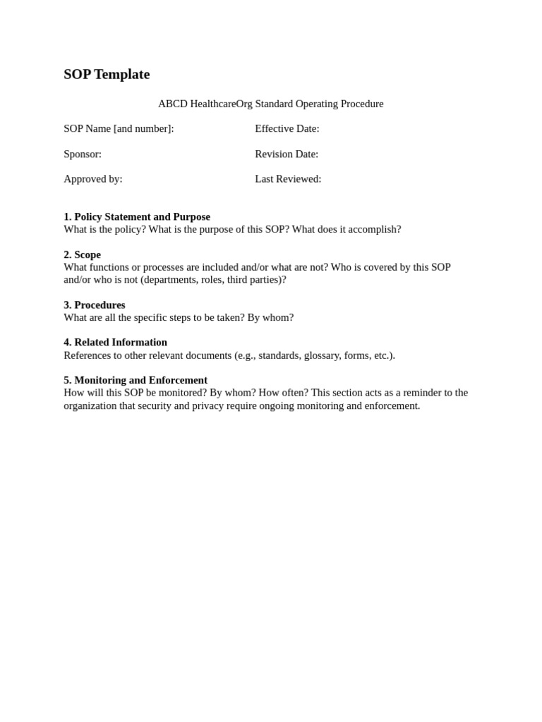 Standard Operating Proc Policy Sample | PDF