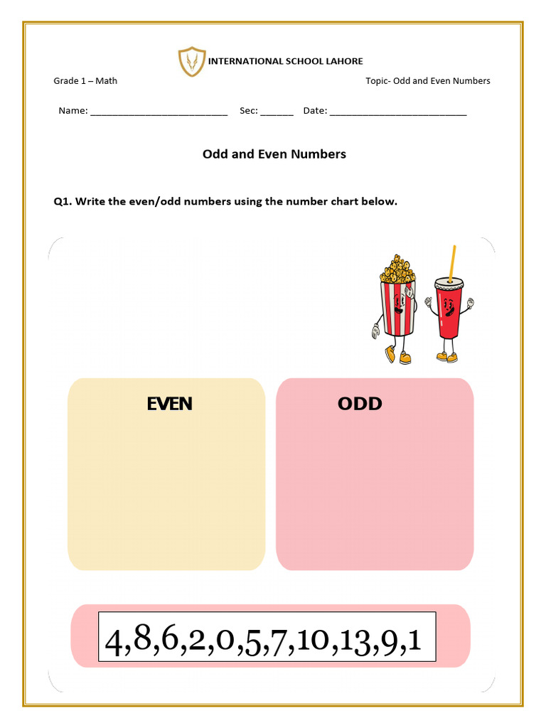 Odd and Even Wksht | PDF