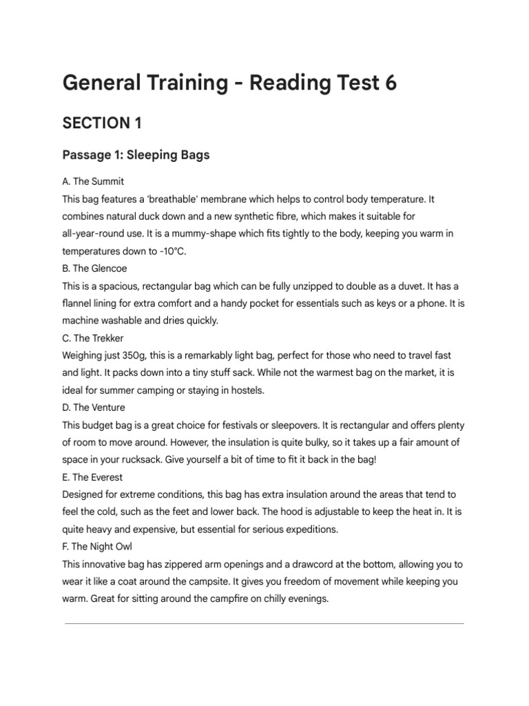 General Training - Reading Test 6 | PDF | Fashion | Clothing
