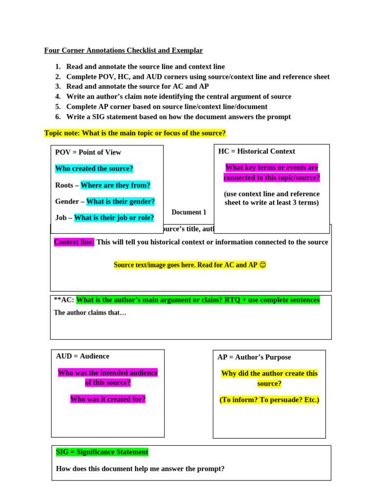 Four Corner AnnotationsExemplar (Correct) | PDF